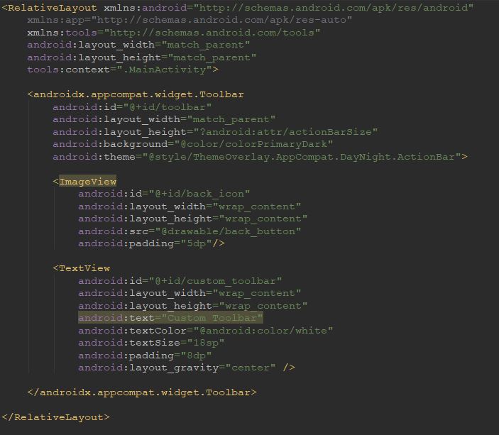 How to use create a Custom Toolbar in Android Studio
