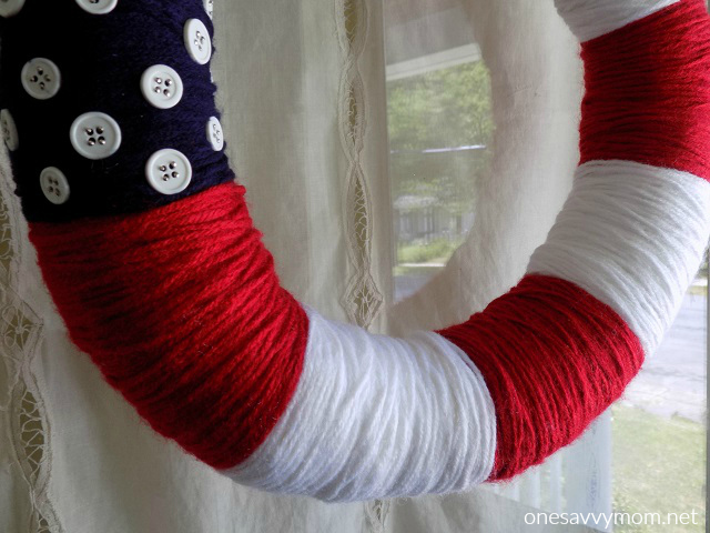 One Savvy Mom ™ | NYC Area Mom Blog: DIY Patriotic Yarn & Button Flag ...