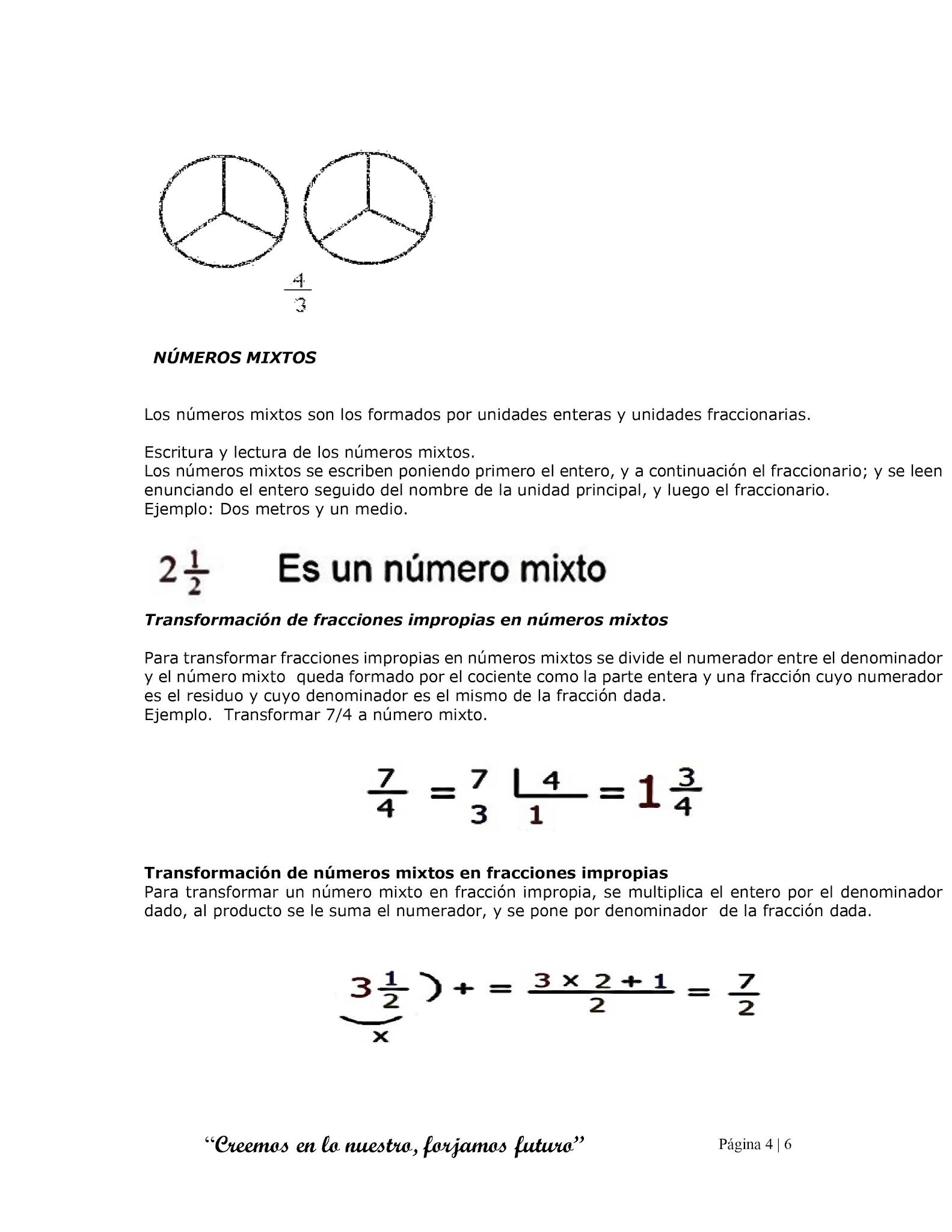 GUÍA 7 MATEMÁTICAS DE 6o. Números Racionales ó Fraccionarios (primera ...