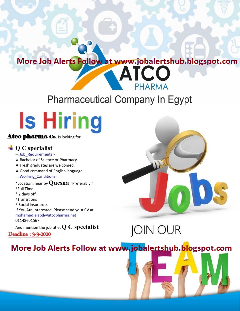 ATCO PHARMA - Hiring QC Specialists - JOB ALERTS HUB