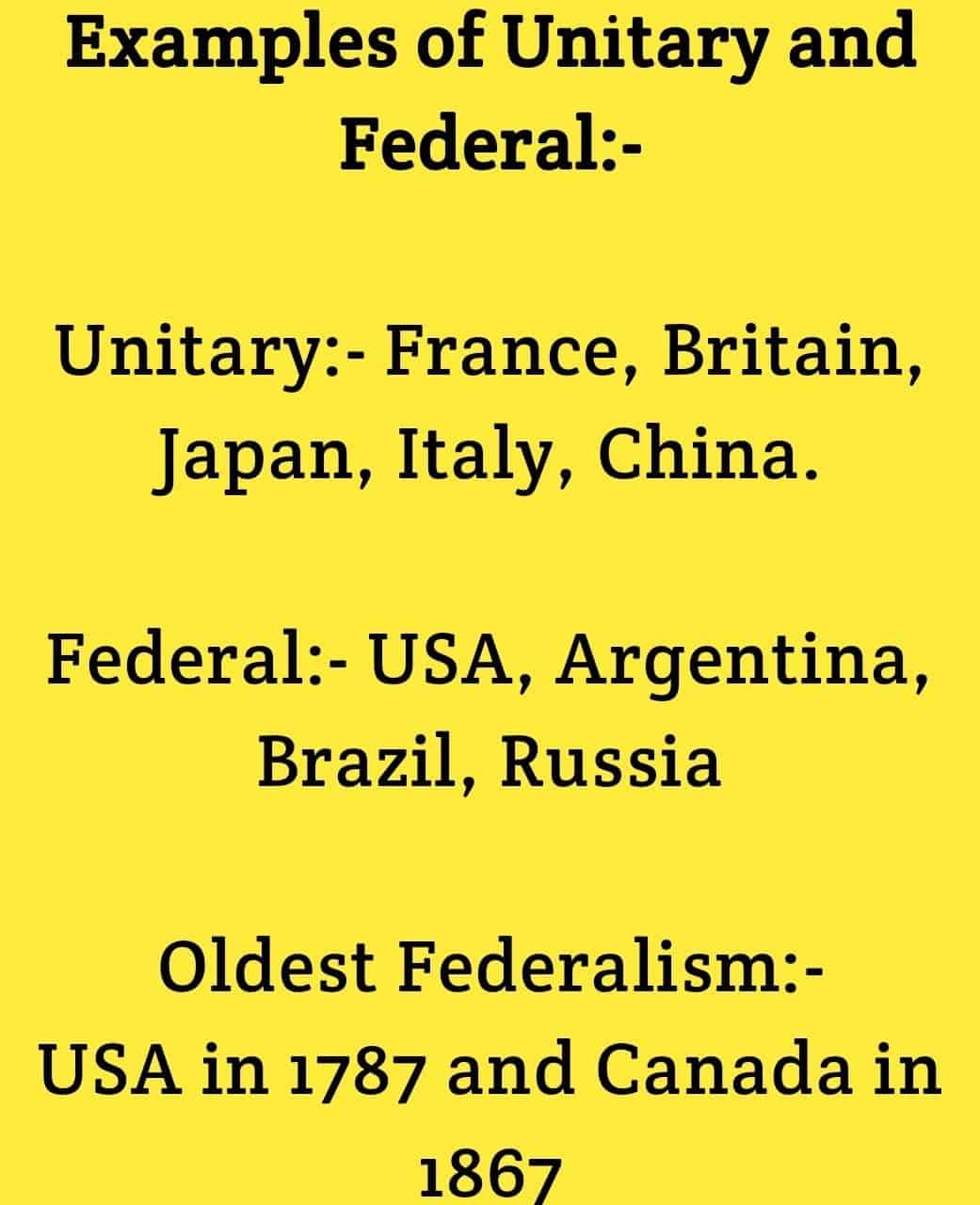Unitary Government Examples