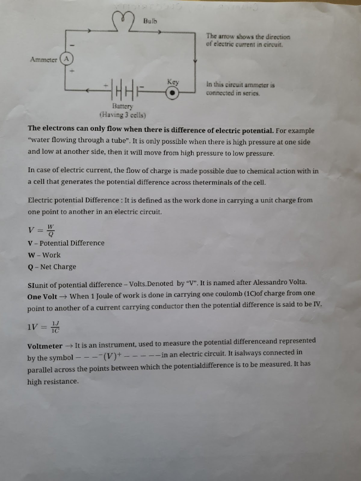 APS, Golconda | Priyanka Gupta: CLASS 10 / PHYSICS / ELECTRICITY / notes