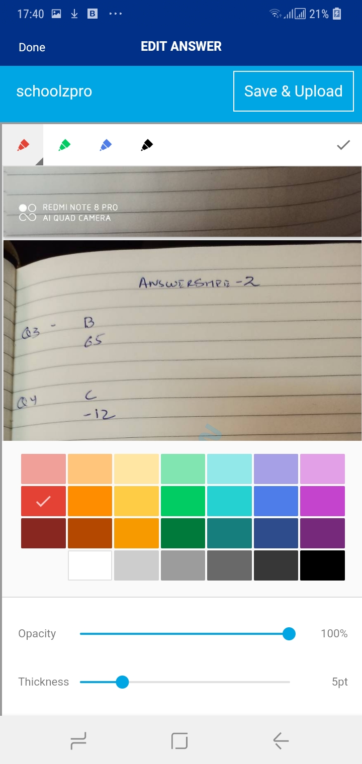 Conducting online assessments with a mobile application