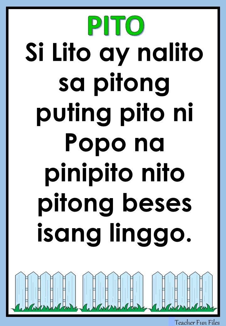 Teacher Fun Files: Tagalog Rhymes - Reading Passages