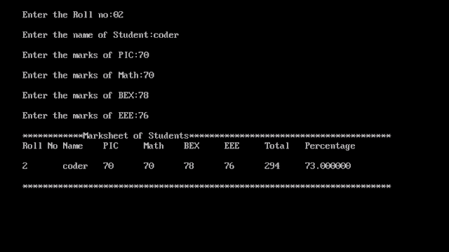 Programming in C Microproject I scheme | Print Student marksheet