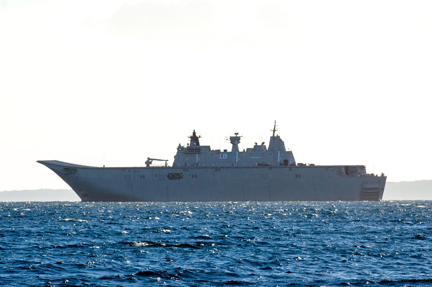 Lady Denman Museum: Ships in the bay. HMAS Adelaide.(L01)