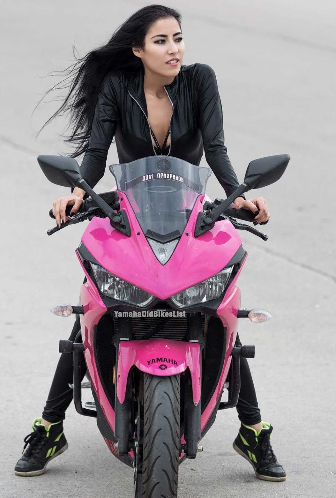 Girl Biker Girl and Pink Yamaha YZF-R3 - Yamaha Old Bikes List