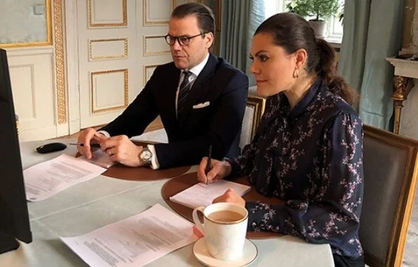Crown Princess Victoria and Daniel participated in an online a meeting ...
