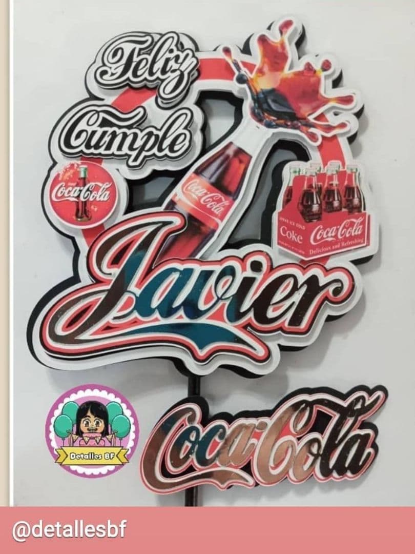 Topper 3d Coca Cola Javier - Mis Toppers Tus Toppers