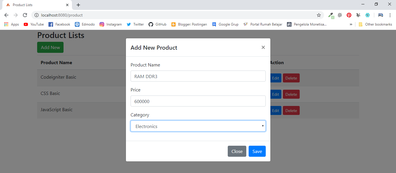 Tutorial CRUD Codeigniter 4 Dan Modal Bootstrap 4 Terbaru
