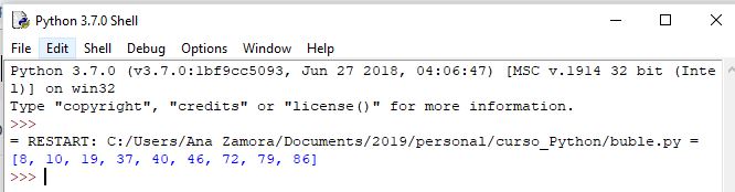 Estructuras en programación, ejemplo de Metodo burbuja con Python