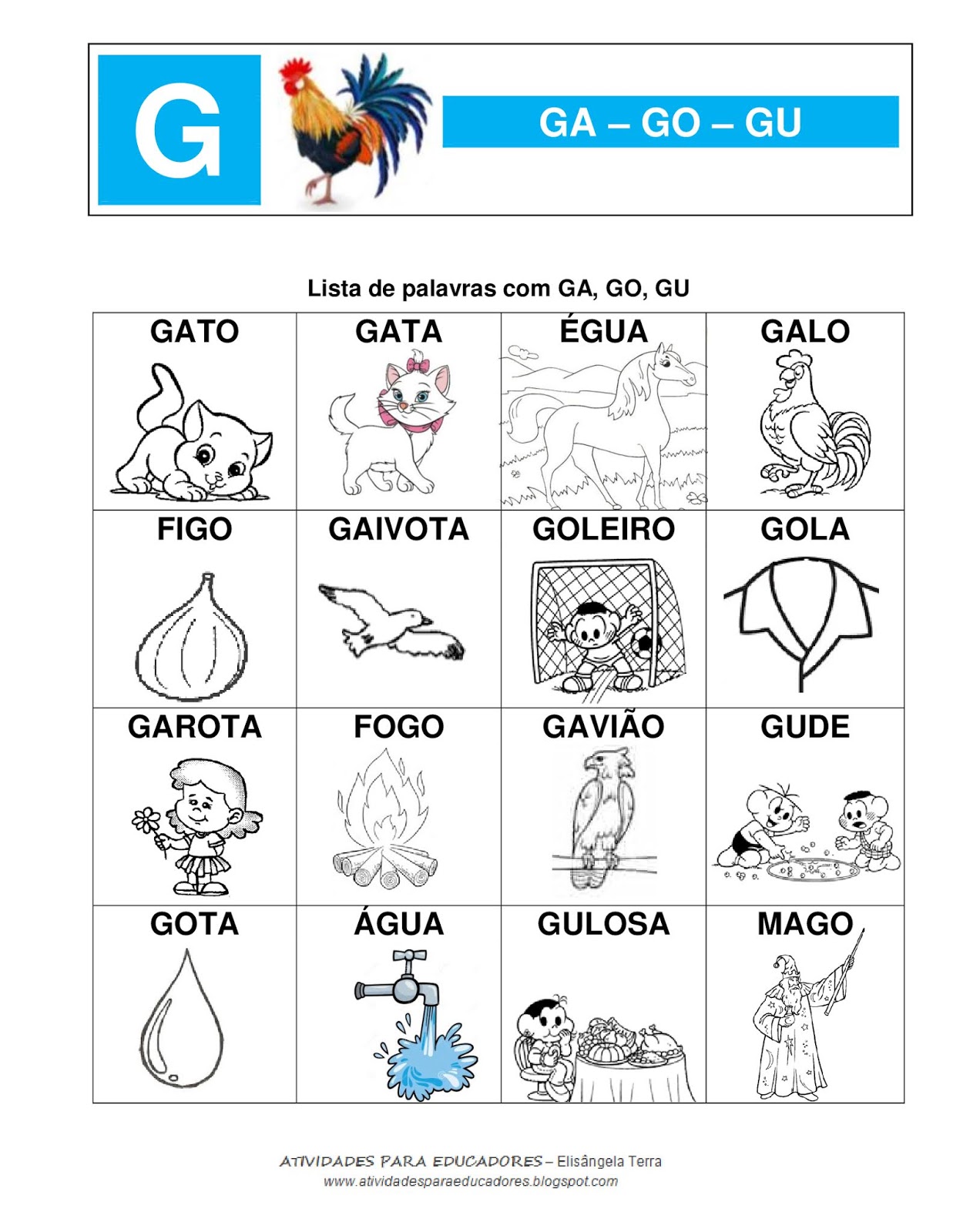 ATIVIDADES PARA EDUCADORES : Lista de palavras com sílabas simples