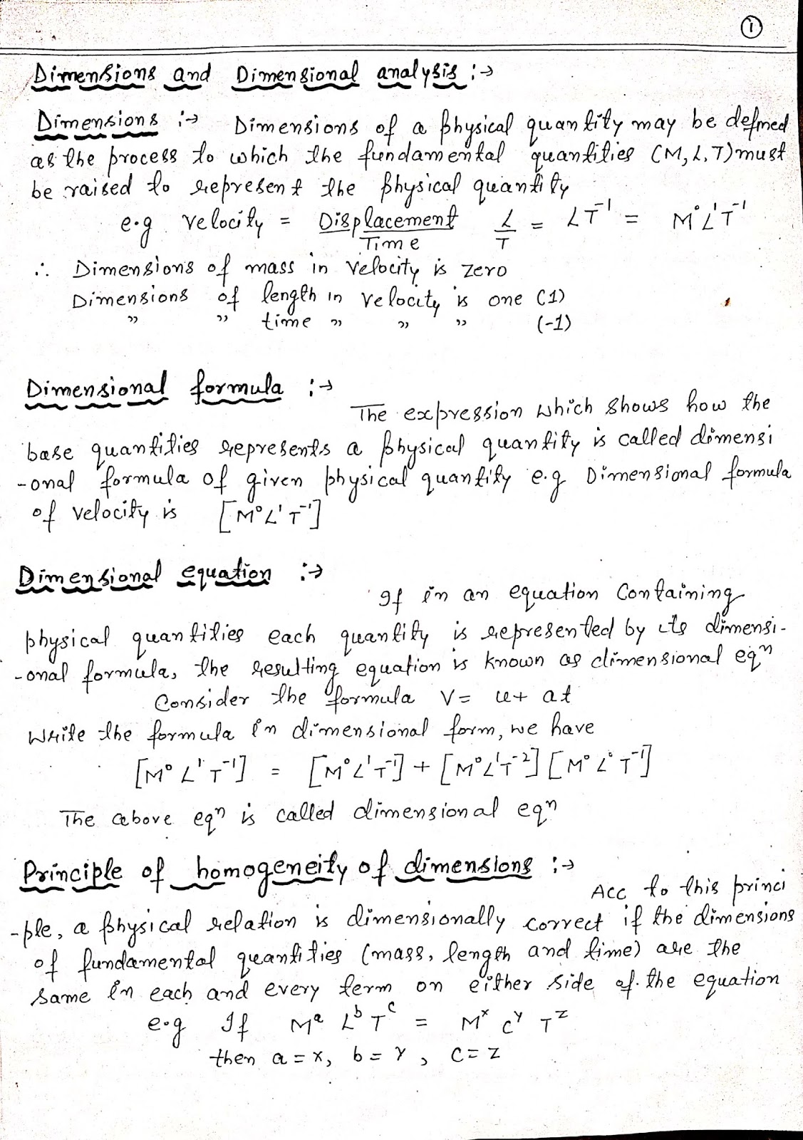 Unit and Measurement Handwritten Notes for 11 Physics