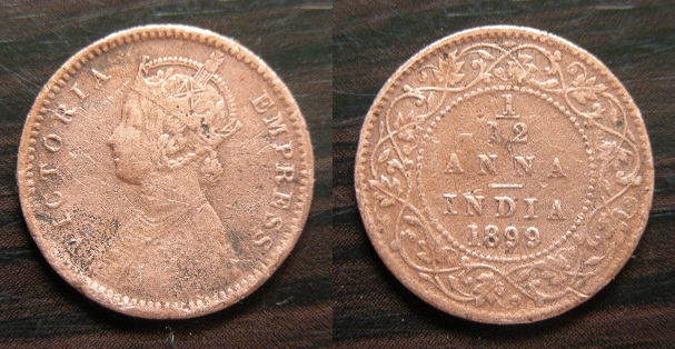 My Coins Collection: India - British Rule: 1/12 Anna