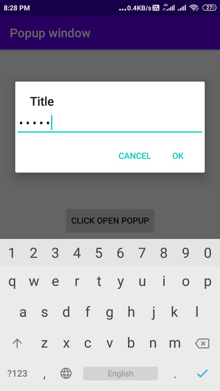 android studio popup window with input text - Android Tutorial