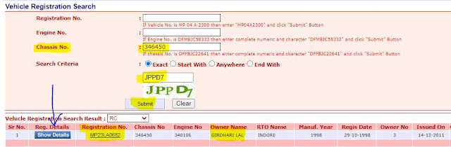 How do I get a vehicle owner's details by the chassis number and engine ...