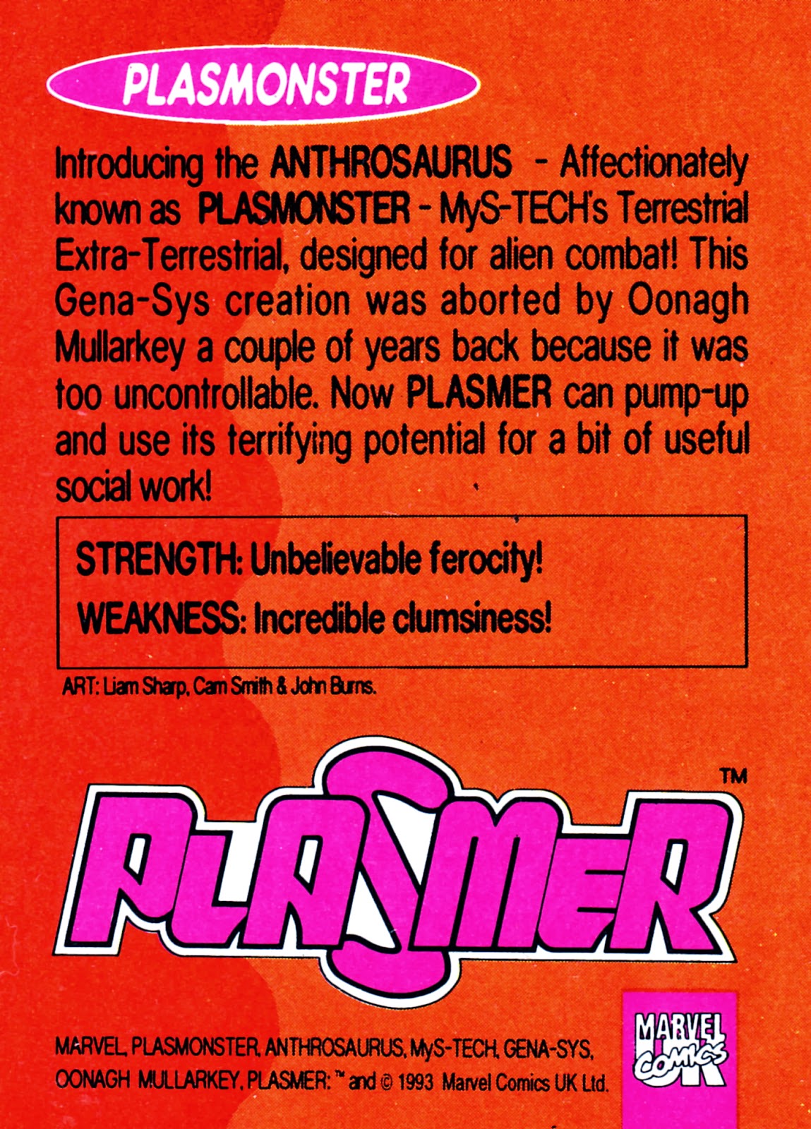 STARLOGGED - GEEK MEDIA AGAIN: 1993: PLASMER TRADING CARD SET (Marvel UK)