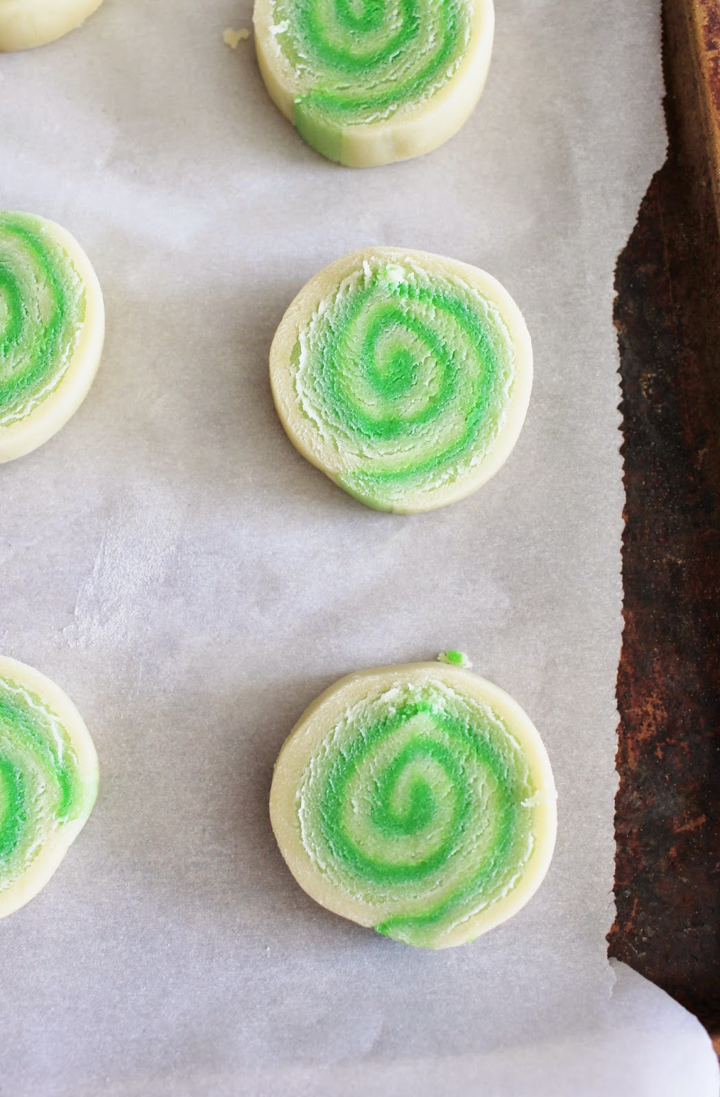 Green Pinwheel Sugar Cookies