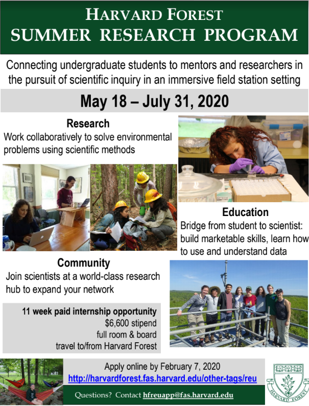 ENST Internships, Jobs, & Other News: Harvard Forest Summer Research ...