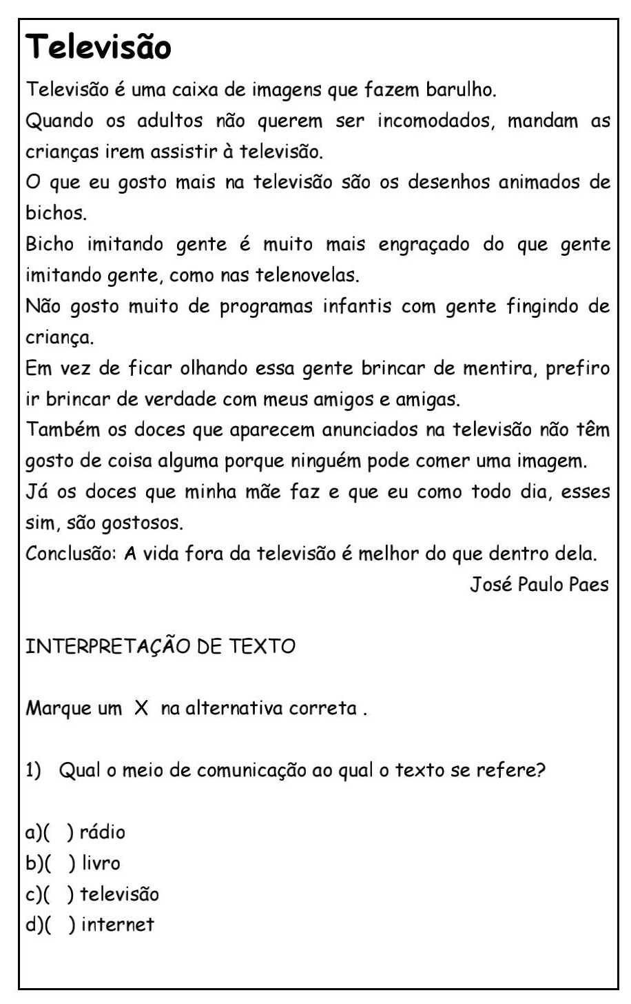 Interpretação e gramática Atividade de língua portuguesa para trabalhar ... Interpretação e gramática Atividade de língua portuguesa para trabalhar ...
