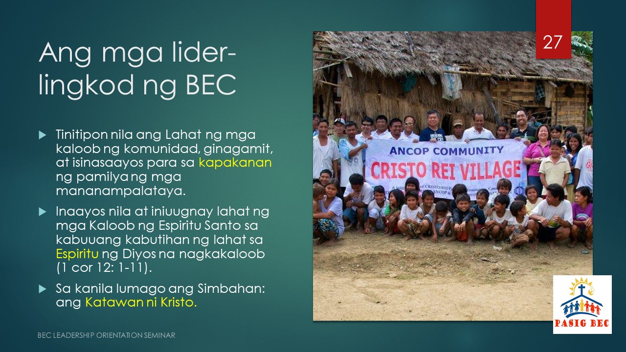 Mga katangian ng lider-lingkod ng BEC