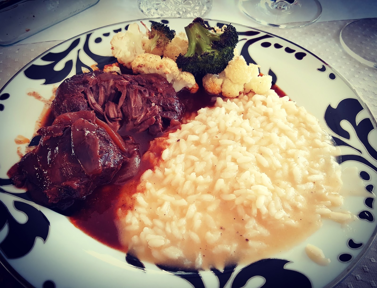 Chow, Drink and be Merry: Port wine slowly braised pork cheeks with risotto
