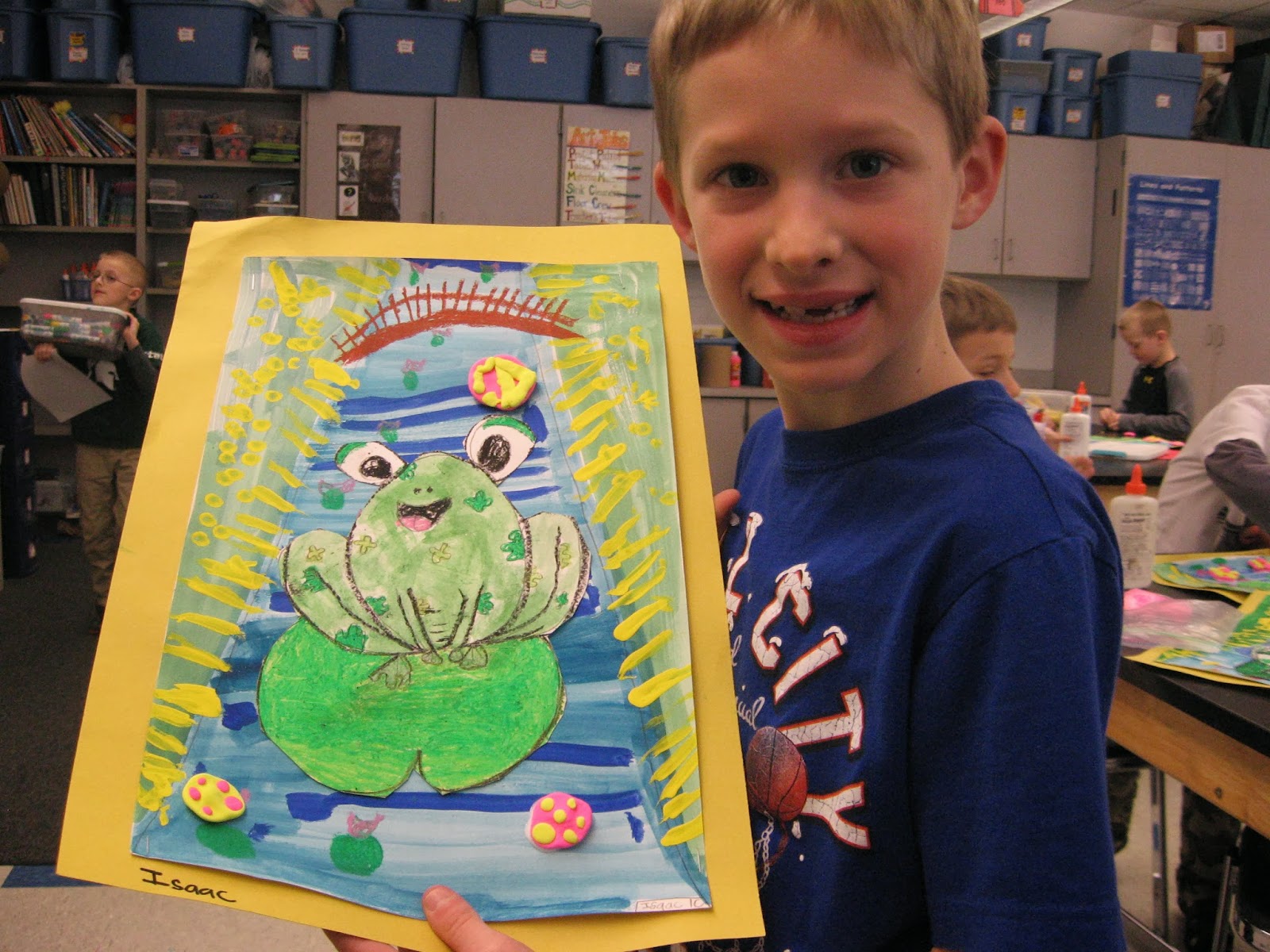Jamestown Elementary Art Blog: 1st Grade Claude Monet Frogs in Ponds