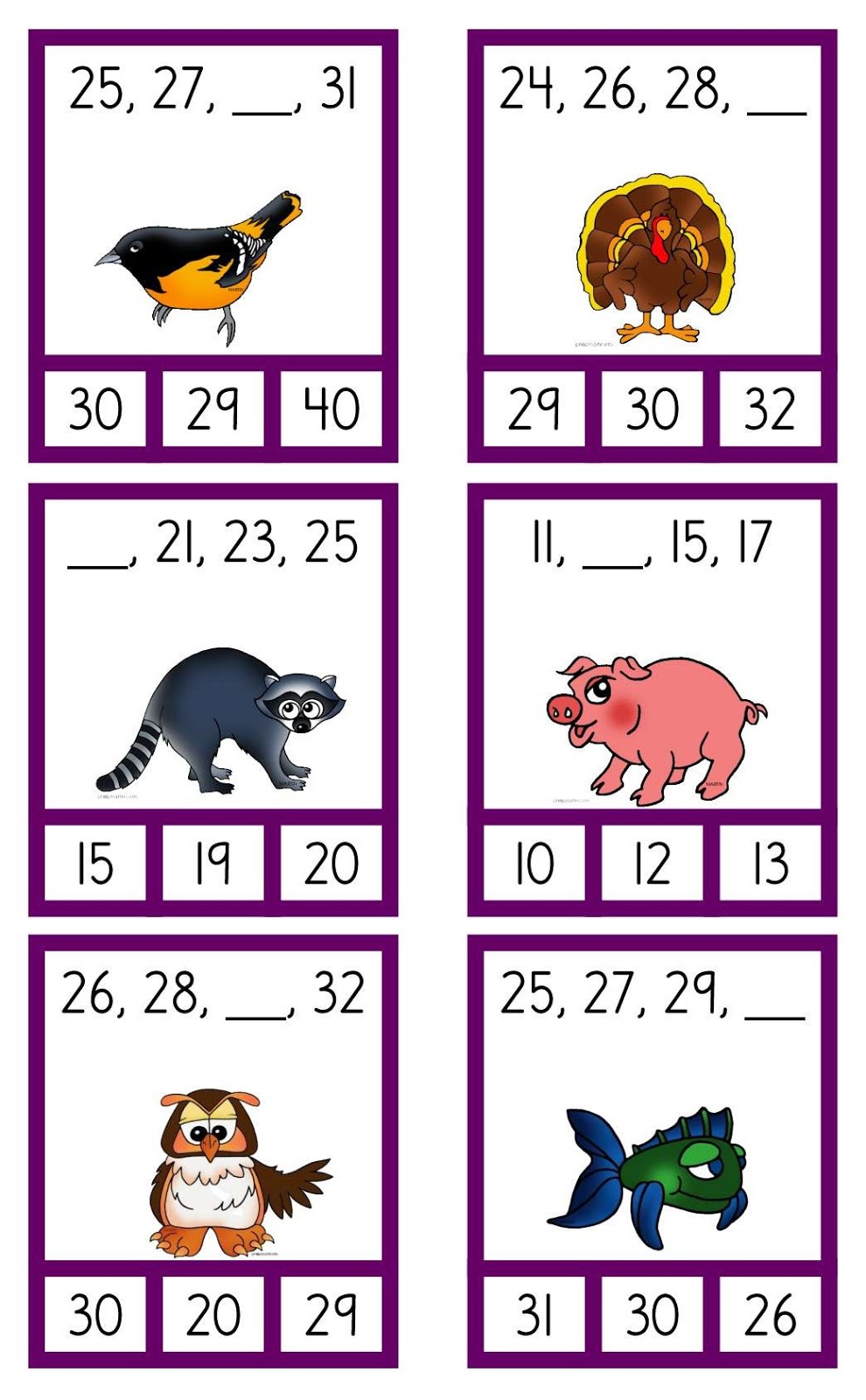 Blog Educação e Transformação: 👍Cards: sequência numérica