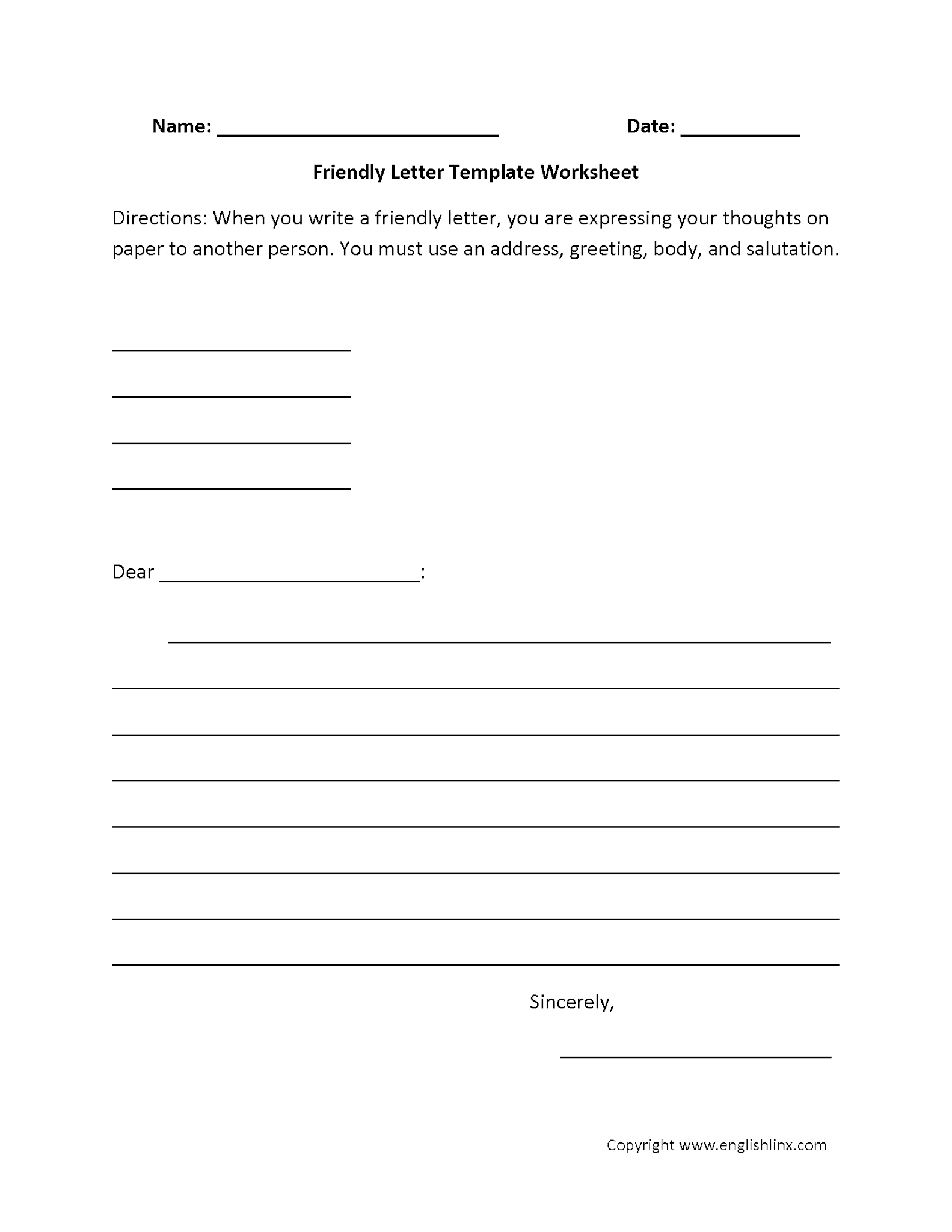 Friendly Letter Template 7Th Grade - Birthday Letter