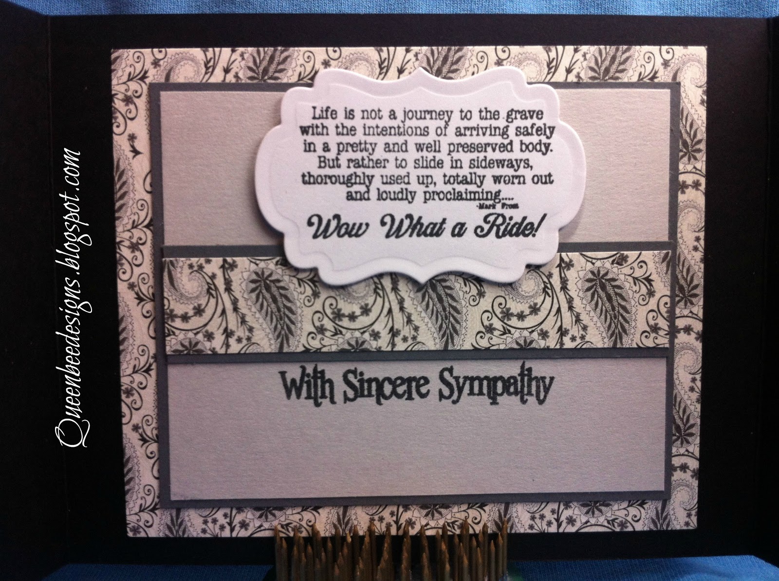 Queenbee Designs: Motorcycle Sympathy Card