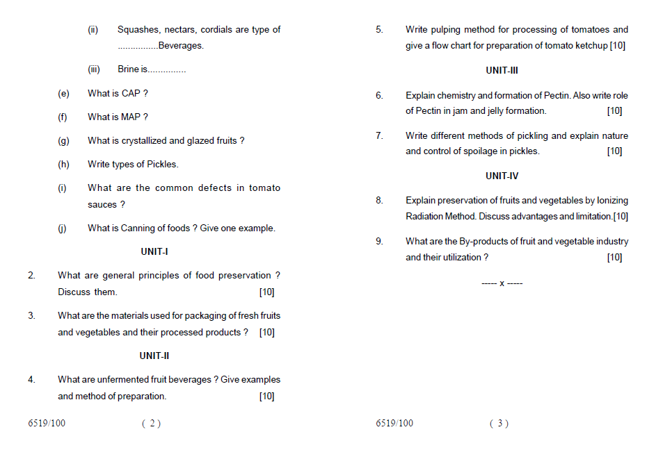 Lucknow University M.Sc.( Semester-II) FOOD PROCESSING & FOOD ...
