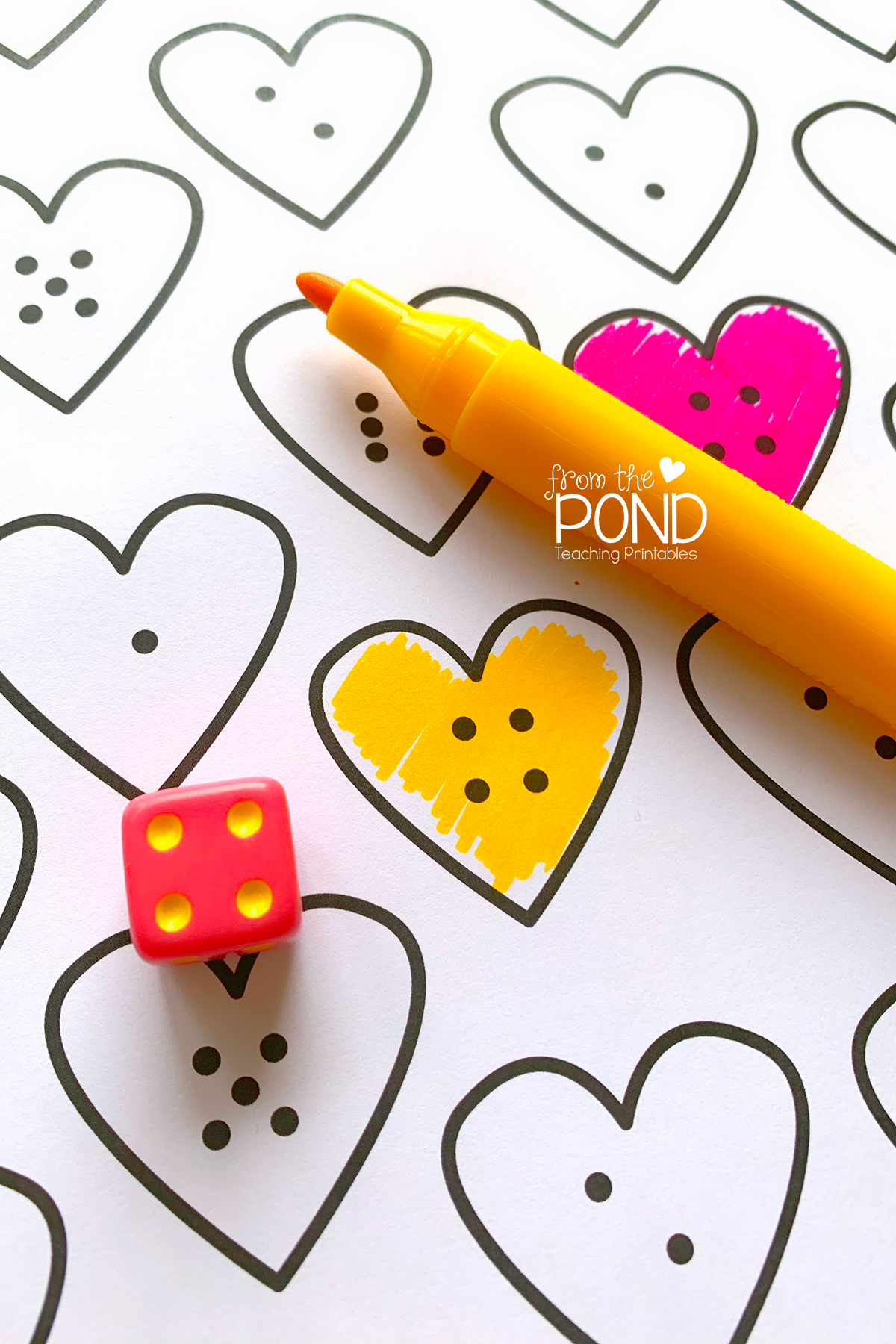 3 Ways to Use our Free Heart Roll and Color Worksheet | From the Pond