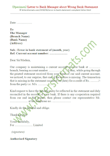 Complaint Letter to Bank Manager about Wrong Bank Statement