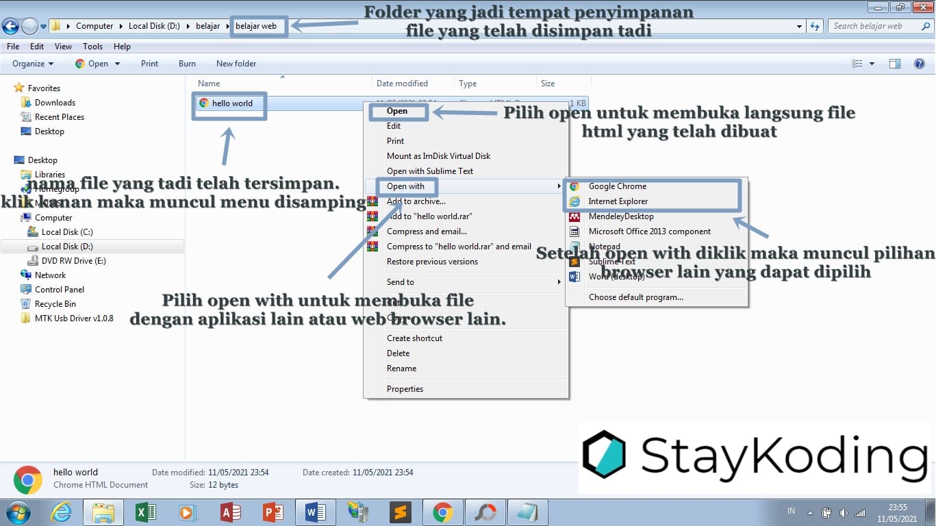 Belajar HTML part 3 Membuat Hello World Dengan HTML - Blog Aja