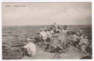My Life In Postcards: Fishing from the Jetty, Freeport Texas postcard