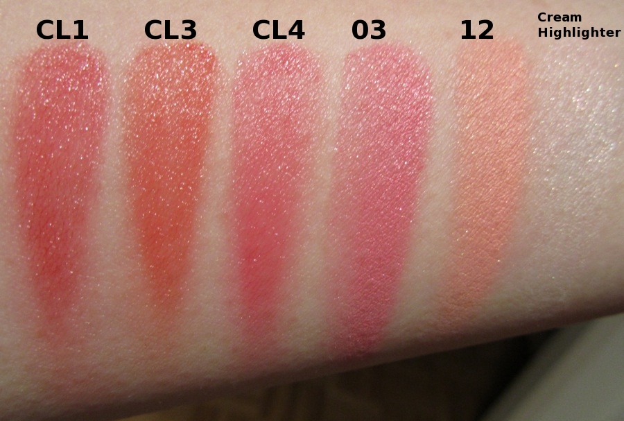 Rouge Deluxe: Canmake Cream Cheek CL1, CL3 and CL4 Swatches