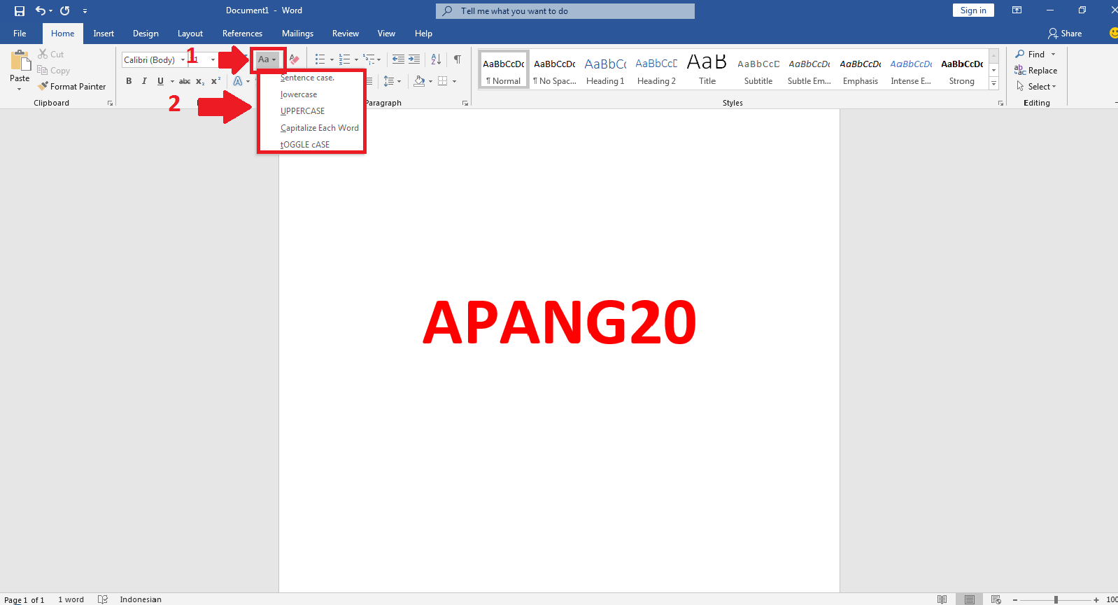 Cara Cepat Mengubah Huruf Kapital Atau Change Case Microsoft Word - Apang20
