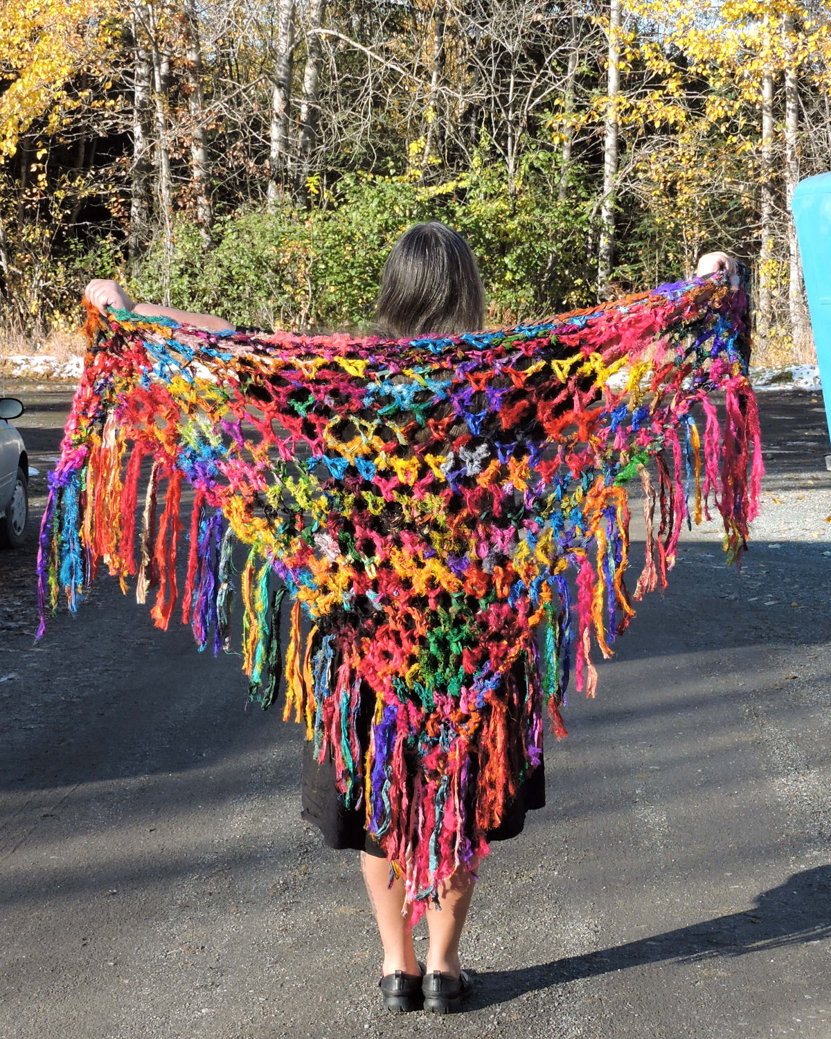 Don't Eat the Paste: Super Speedy Sari Silk Shawl (crochet)