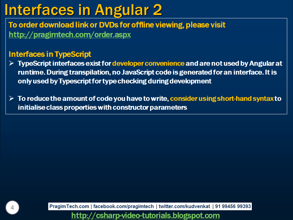 Sql server, .net and c# video tutorial: Interfaces in Angular 2