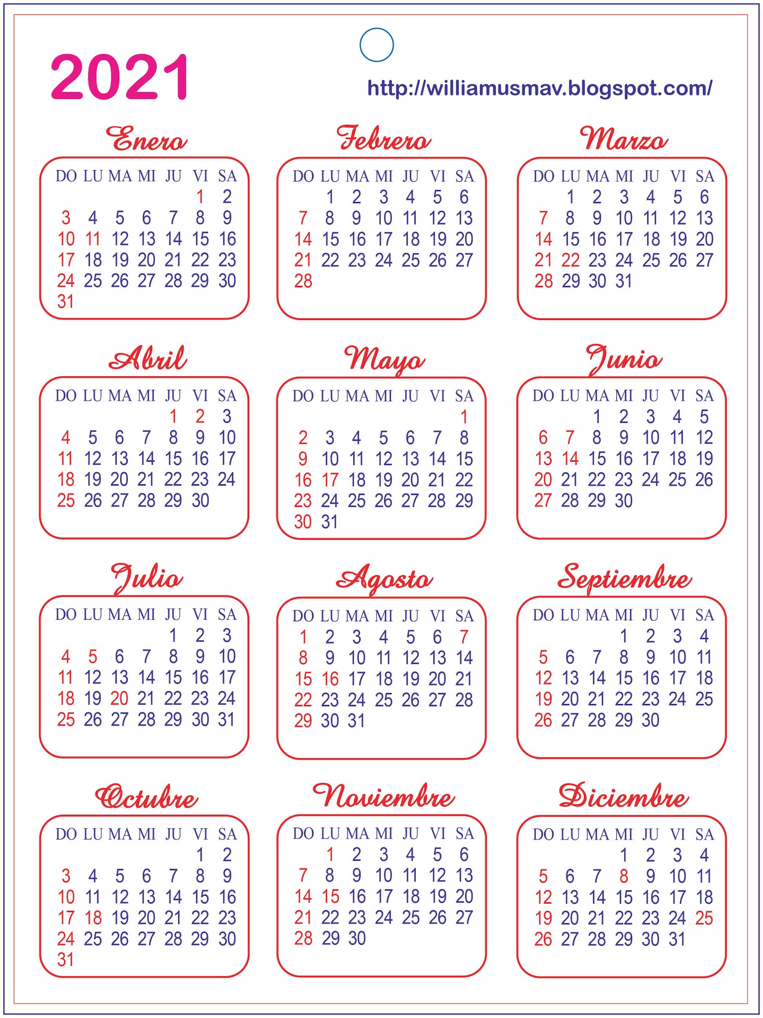 Calendario 2021