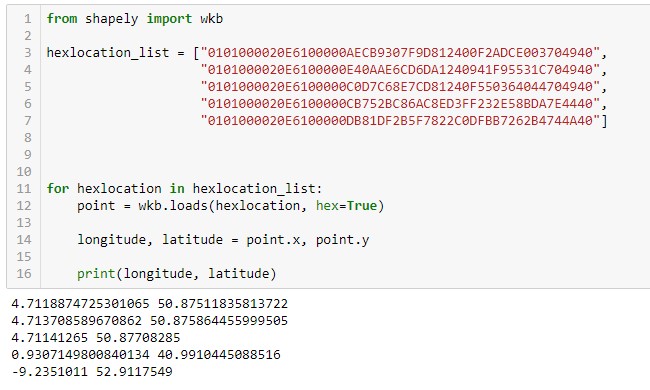 Geospatial Solutions Expert Convert Hexewkb To Latitude Longitude In