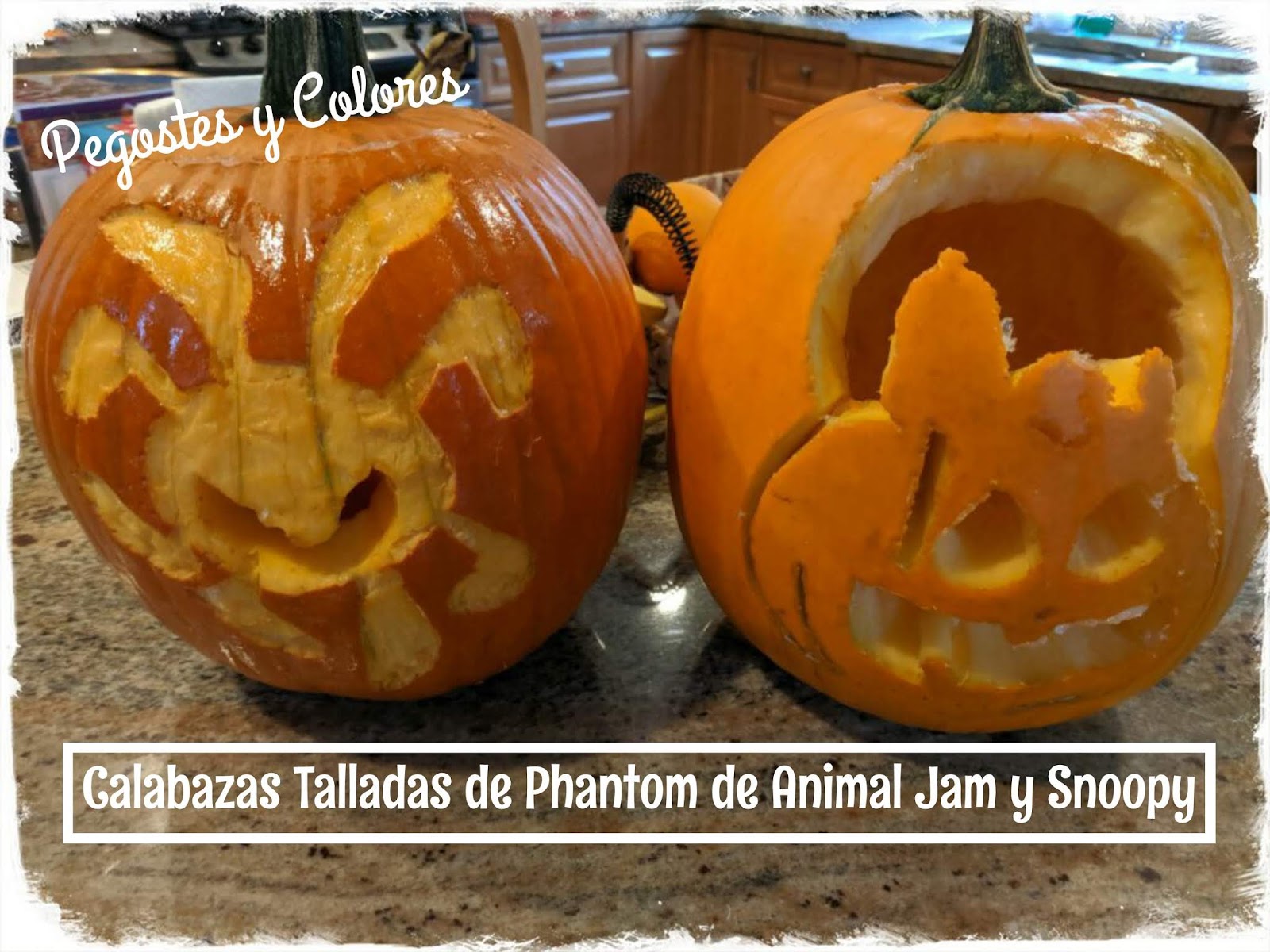Pegostes y Colores: Calabazas Talladas de Phantom de Animal Jam y Snoopy