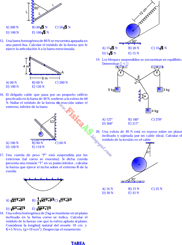 ESTÁTICA PROBLEMAS CON RESPUESTAS GRATIS PDF ~ FISICA PROBLEMAS RESUELTOS