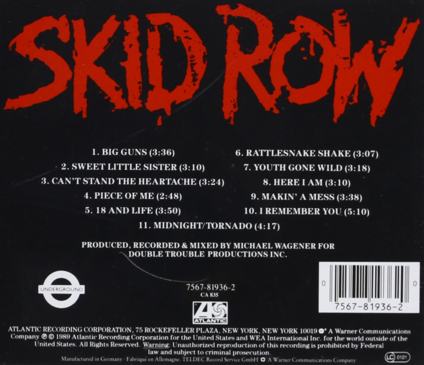 Classic Rock Covers Database: Skid Row - Skid Row (1989)