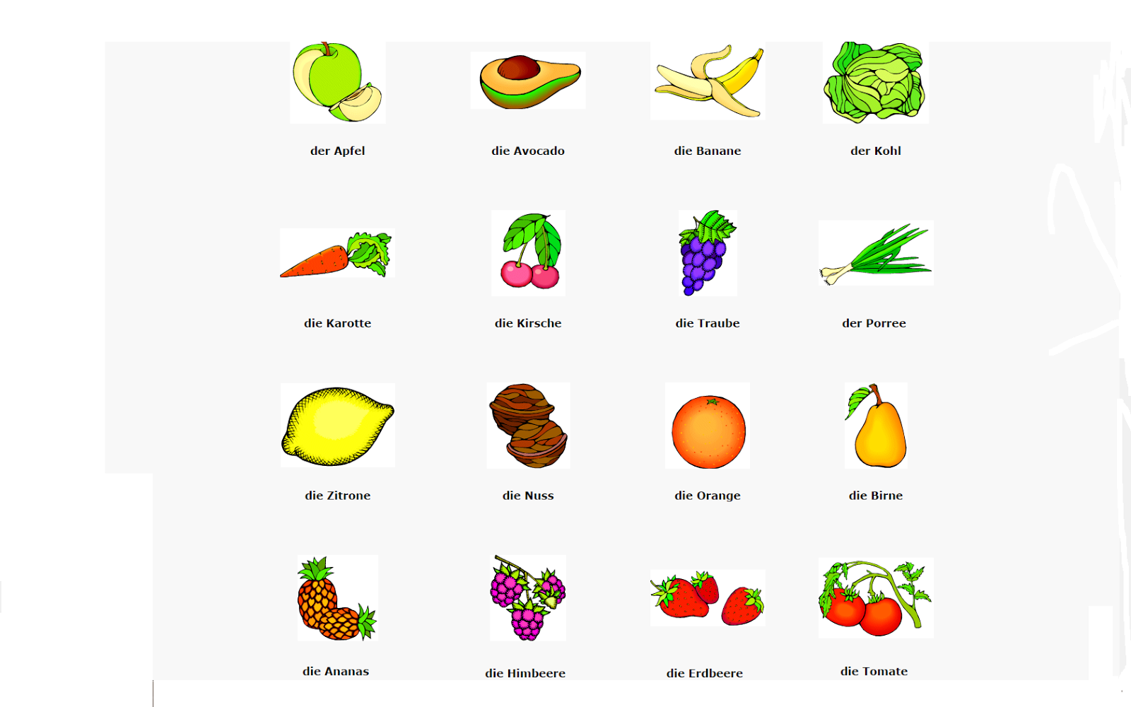 German Vocabulary - Fruits & vegetables « L E A R N G E R M A N