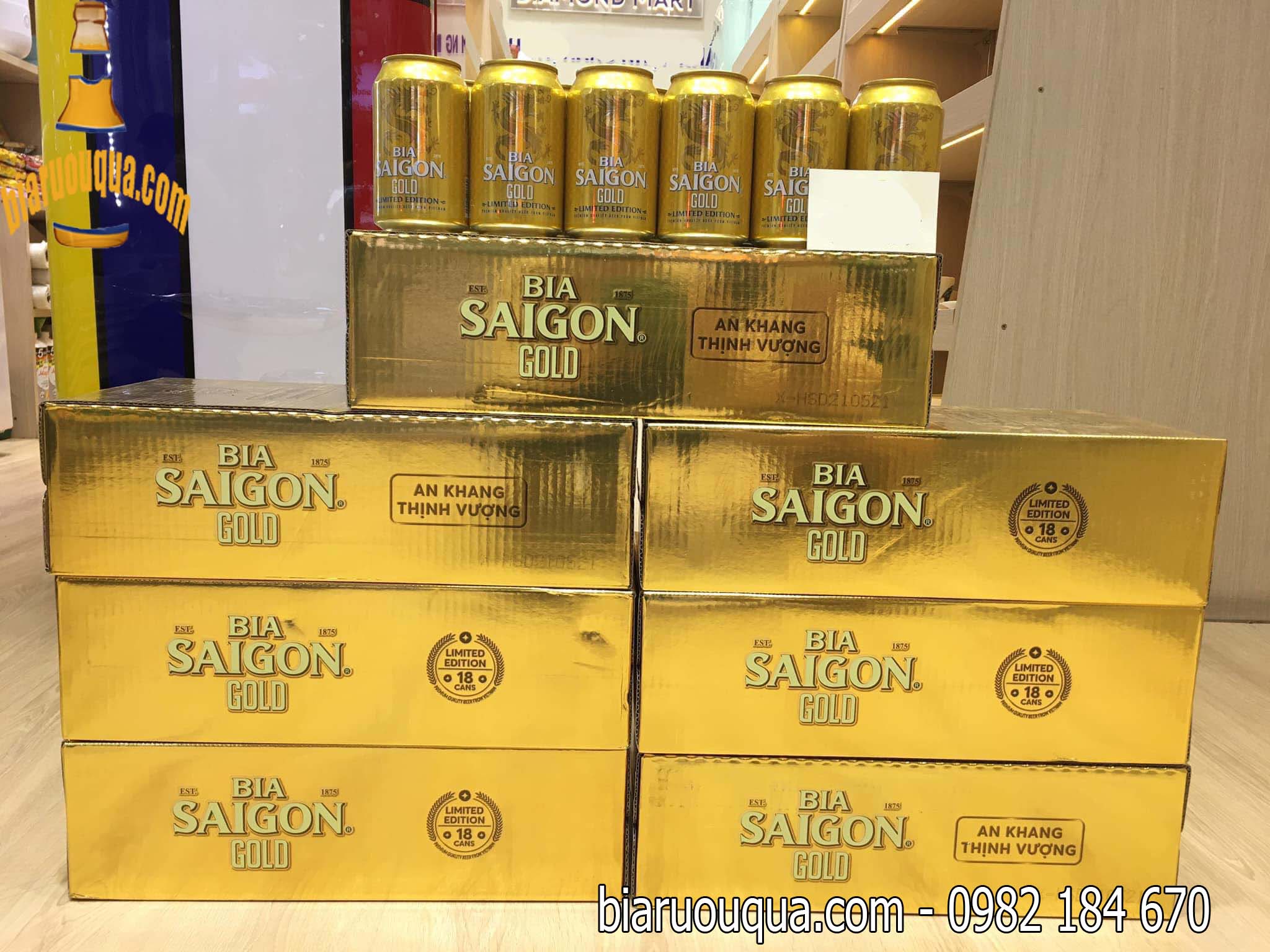 Bia Sài Gòn Gold (vàng) 5% thùng 18 lon 330ml