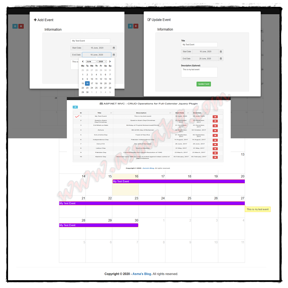 Event Manager using ASP.NET MVC and Jquery Full Calendar Plugin - Asma ...