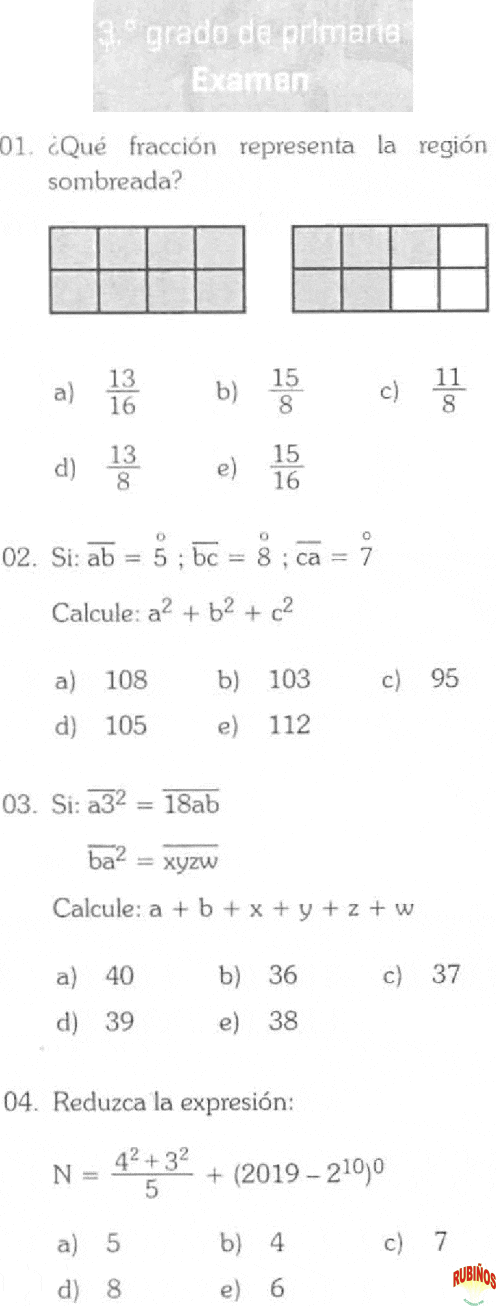 CONCURSO NACIONAL DE MATEMÁTICAS DE TERCER GRADO DE PRIMARIA CON ...