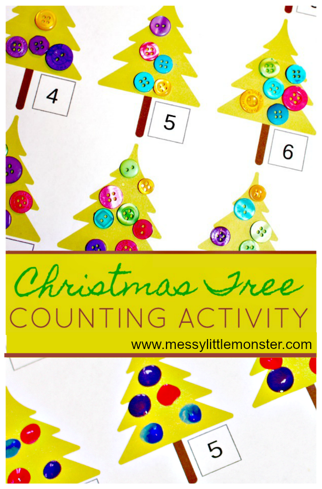 Christmas Tree Fingerprint Counting Activity - Messy Little Monster