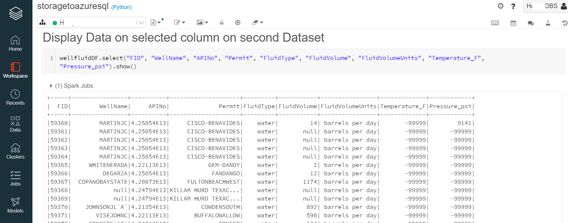 How to read azure storage and write to Azure SQL using Databricks